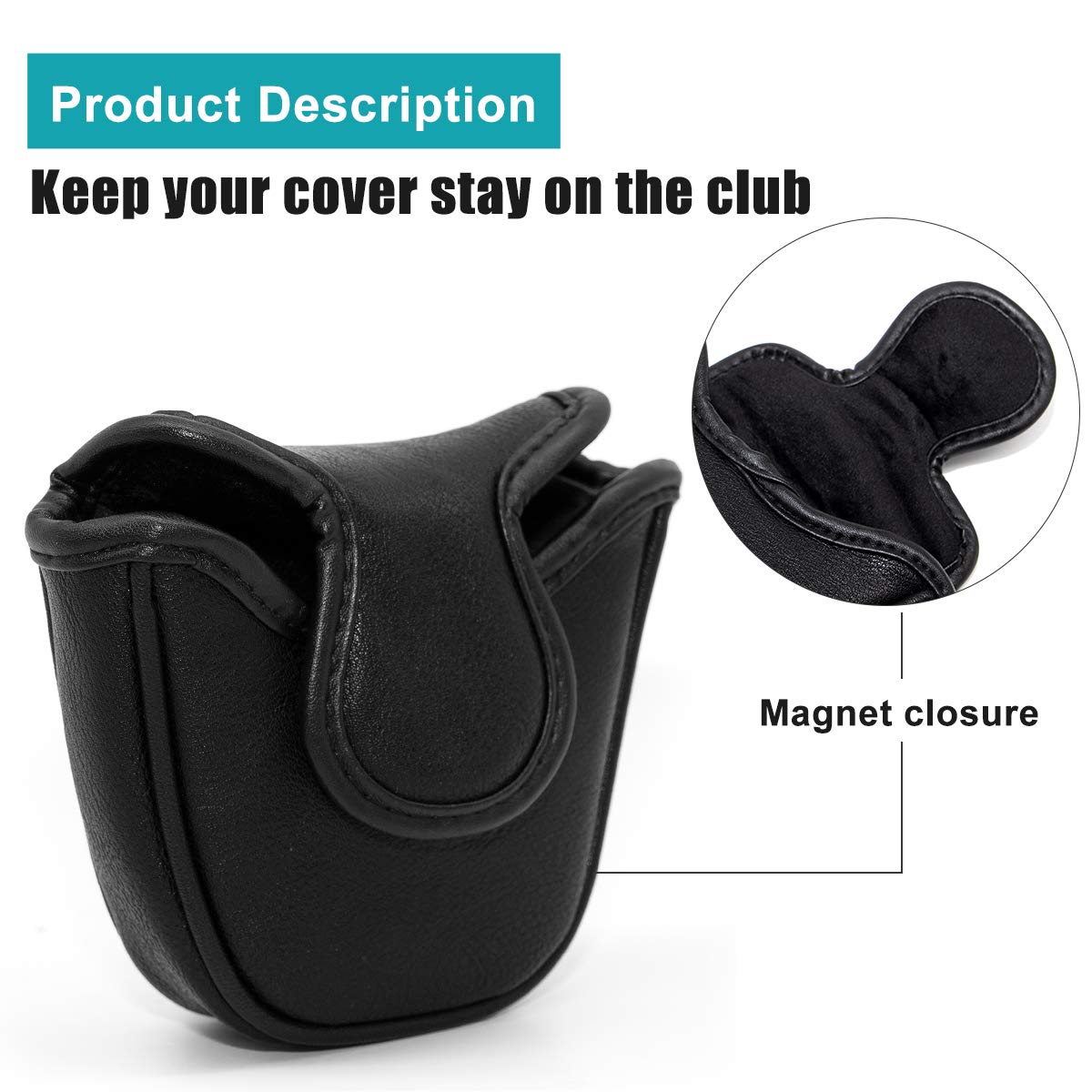 Golf Club Headcover Set Golf Driver Cover Fairway Cover Hybird Covers Iron Headcover Blade Putter Covers, Synthetic Leather Headcover
