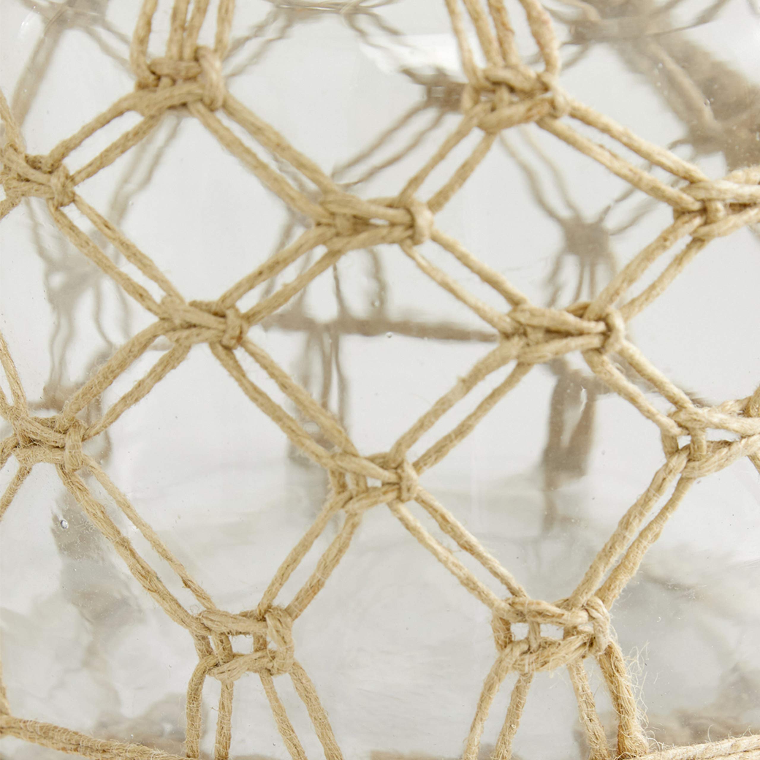The Novogratz Glass Decorative Candle Lantern with Rope Handle, 7" x 8" x 9", Clear