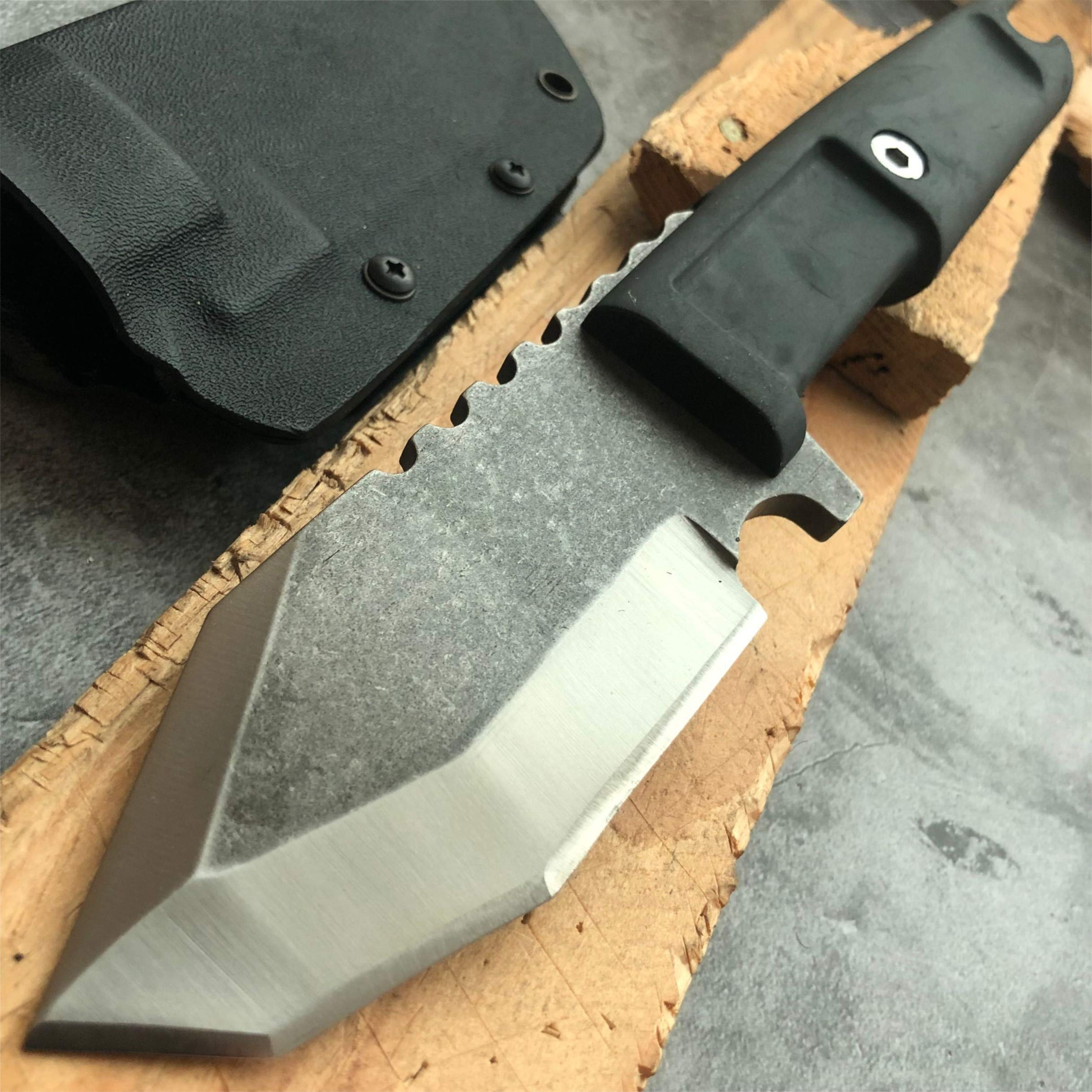 HOLYEDGE 9" Heavy Duty Fixed Blade Survival Hunting Knife Wilderness Tactical Camping Essential Tool with Kydex Sheath