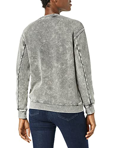 Goodthreads Women's Heritage Fleece Beefy Crewneck Sweatshirt, Charcoal/Washed Grey, Small