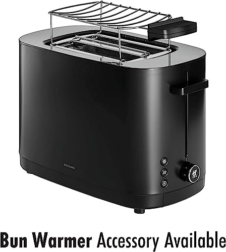 ZWILLING Enfinigy Cool Touch Toaster 2 Slice with Extra Wide 1.5" Slots for Bagels, 7 Toast Settings, Even Toasting, Reheat, Cancel, Defrost, Black