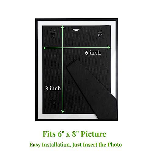 ZYUE 6x8 inch Picture Frame Made of Crystal Glass Display Pictures for Table Top Display and Wall Mounting Photo Frame Simple and Stylish Black