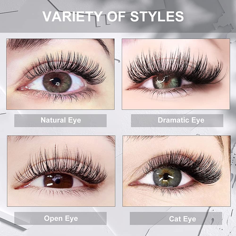 Higu Classic Eyelash Extensions 0.15mm CC Mix 8-15mm Tray Classic Lash Extensions Silk Classic Lashes Extension Premium Single Lash Extensions Professional Salon Use(0.15 CC Mix 8-15mm)
