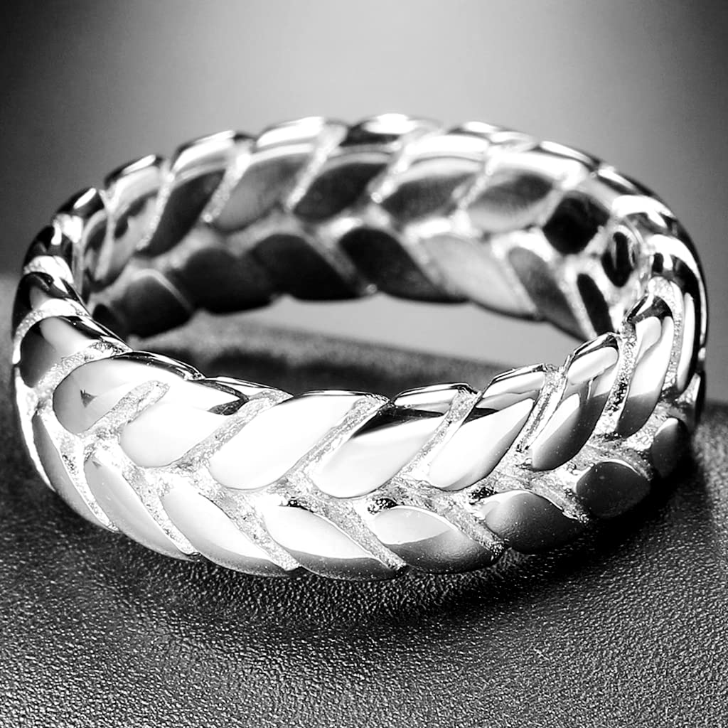 Jude Jewelers 8mm Stainless Steel Braided Woven Rope Style Wedding Band Ring (Silver, 5)