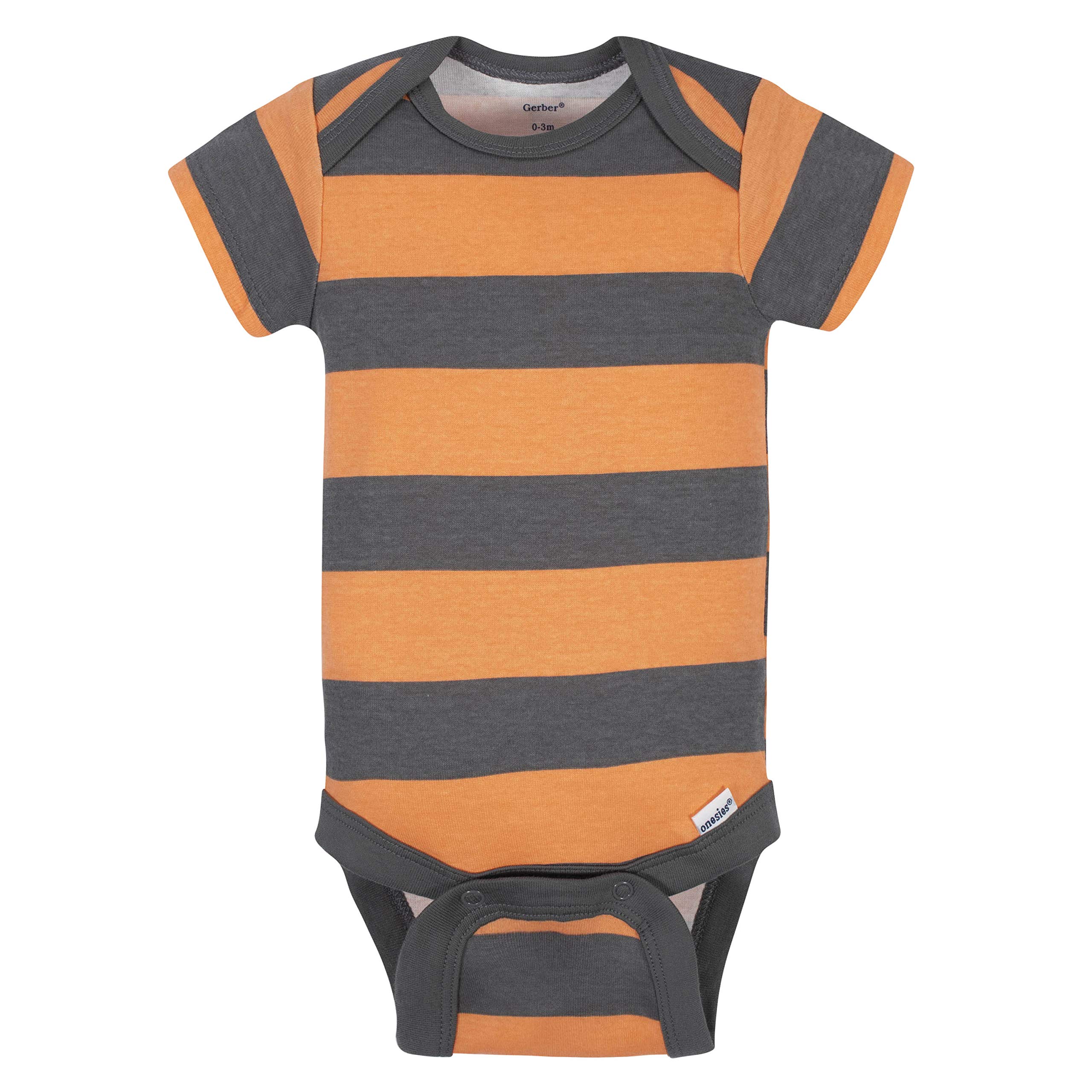 Gerber Baby Boys 5-Pack Short Sleeve Variety Onesies Bodysuits Grey/Ivory/Orange 0-3 Months