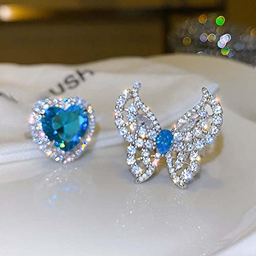 Houchu Open Ring Retro Simple Butterfly Women Alloy Zircon Geometric Finger Ring(Love)