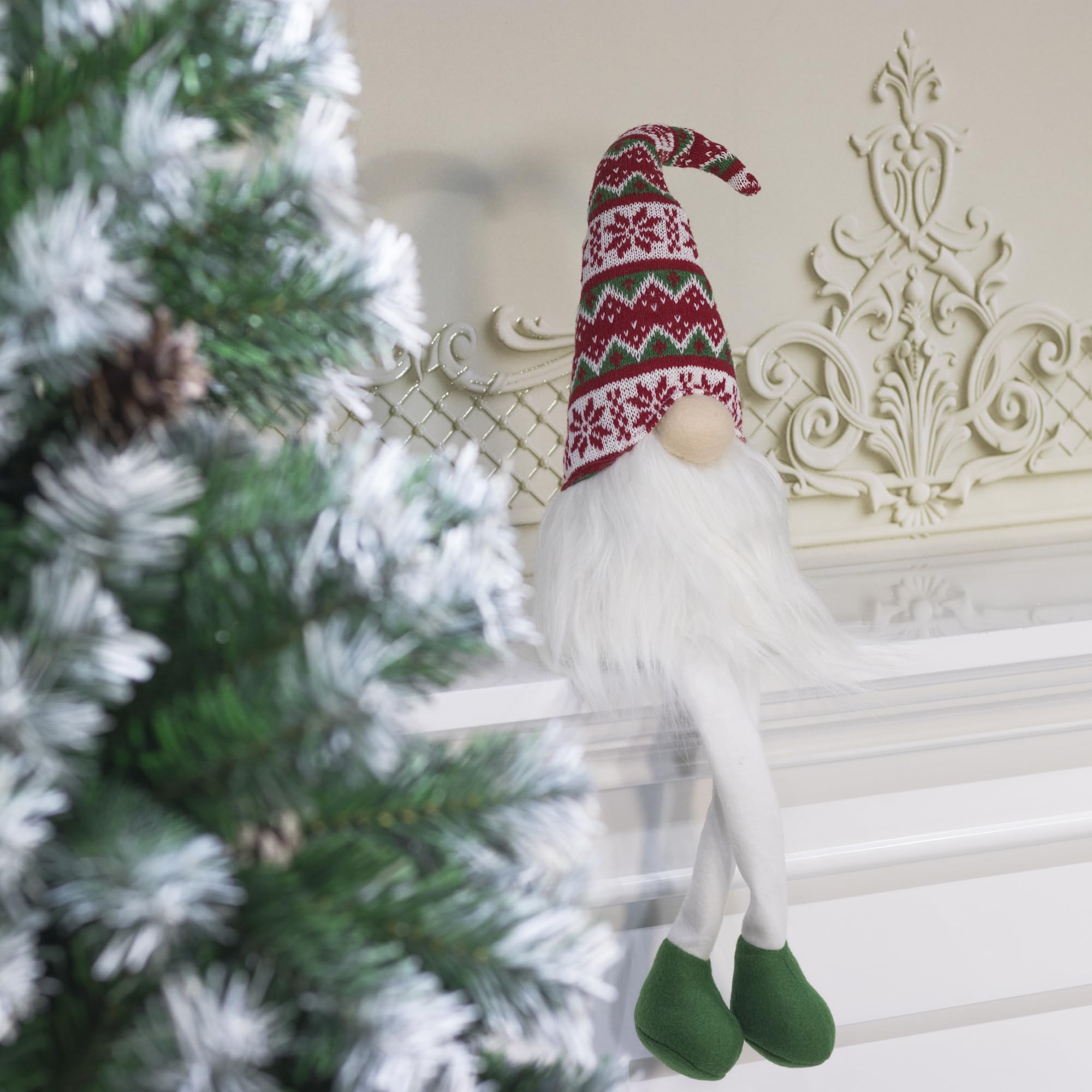 Gnome Christmas Decorations,Handmade Stuffed Gnomes for Home,Plush Blue Scandinavian Tomte 16 in