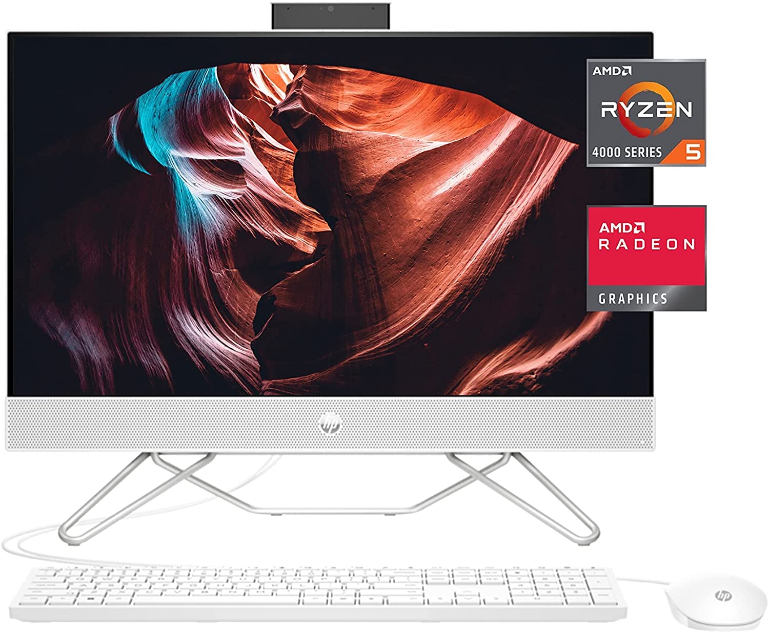 HP Newest 24-inch FHD IPS Touchscreen All-in-One Desktop Computer 2023, 6-Core AMD Ryzen 5 5625U, Radeon Graphics, 16GB DDR4, 512GB SSD, WiFi, Bluetooth, RJ-45, Windows 11 Pro, White, COU 32GB USB