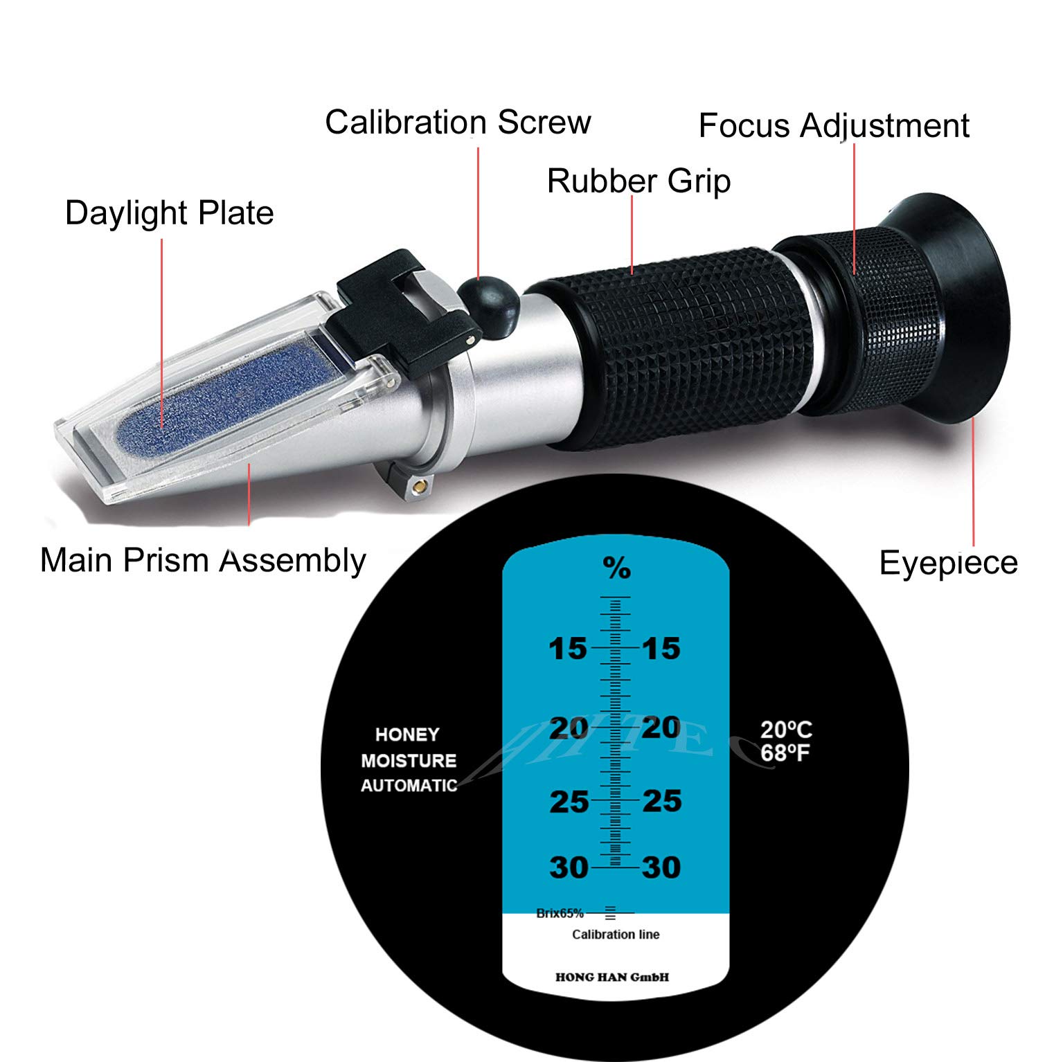 TRZ Honey Refractometer Moisture 12 to 30%,Designed for The Inspection of Moisture Content of Honey