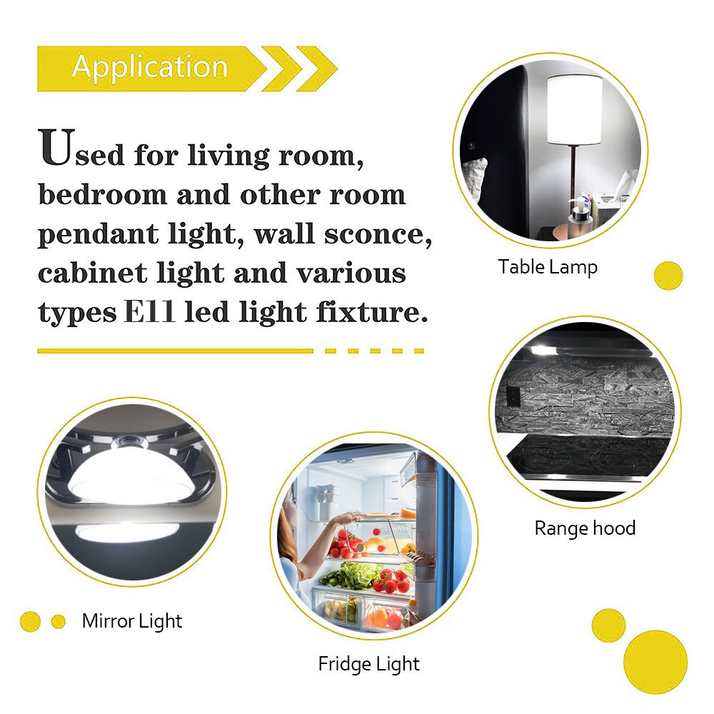 yjyuan E11 LED, All-New (102LEDs) E11 Led Bulbs, 8W, 75W 100W Halogen Bulbs Replacement,850 lumens, JD T3T4 E11 Mini Candelabra Base 110V 120V 130 Voltage Input, CRI>80, Pack of 4 (Daylight 6000K)