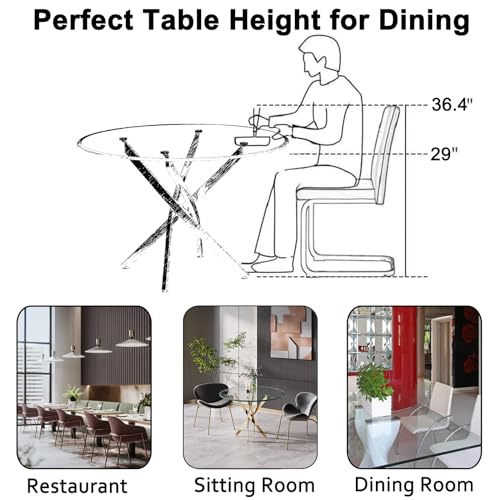 Gnrolaz 5 Piece Dining Set for 4, Glass Kitchen Table and 4 PCS Dining Chair Set for Home, 36'' Round Round Dining Table with Stainless Steel Legs (Gold 36in Table+4 Chairs)