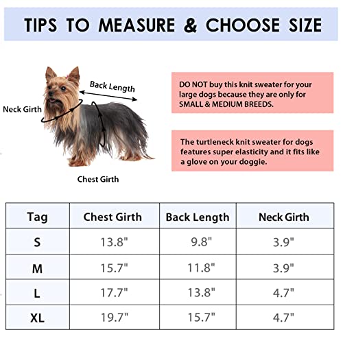Queenmore Knit Sweater for Dogs, Turtleneck High Elastic Heart Pattern Festival Knitwear with Hind Leg Strings for Small and Medium Dogs (Green,L)