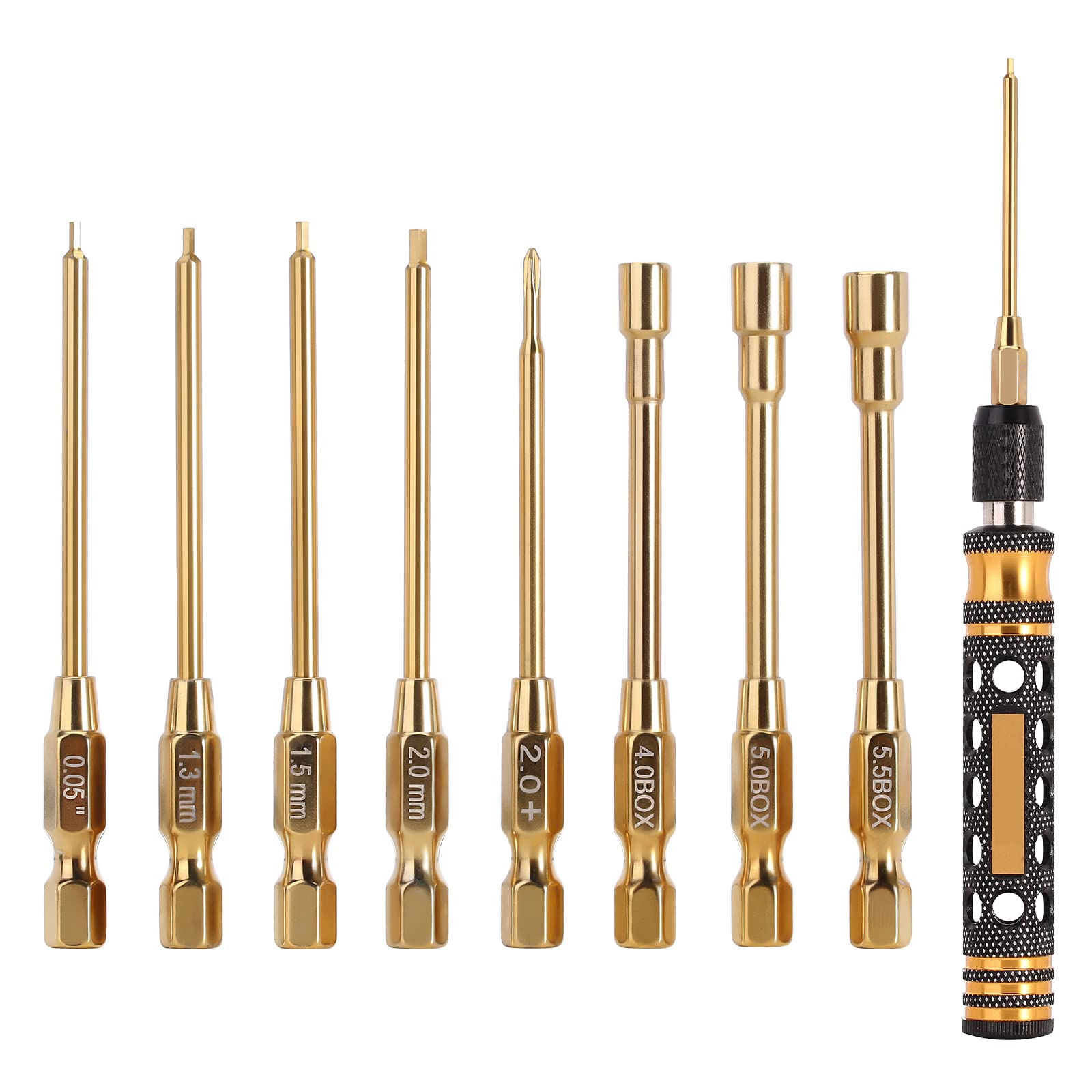 INJORA 8 in 1 RC Hex Screwdriver Nut Driver & Phillips Screwdriver Tool Set, 1/4" Drive Hex Bit Set, RC Car Tools Kit, Allen Wrenches For 1/18 1/24 RC Mini Crawler Car Axial SCX24 AX24 FMS FCX24 TRX4M