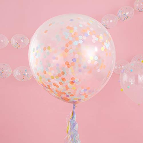 Ginger Ray Clear 36 Inch Giant Pastel Confetti Party Decorative Balloon