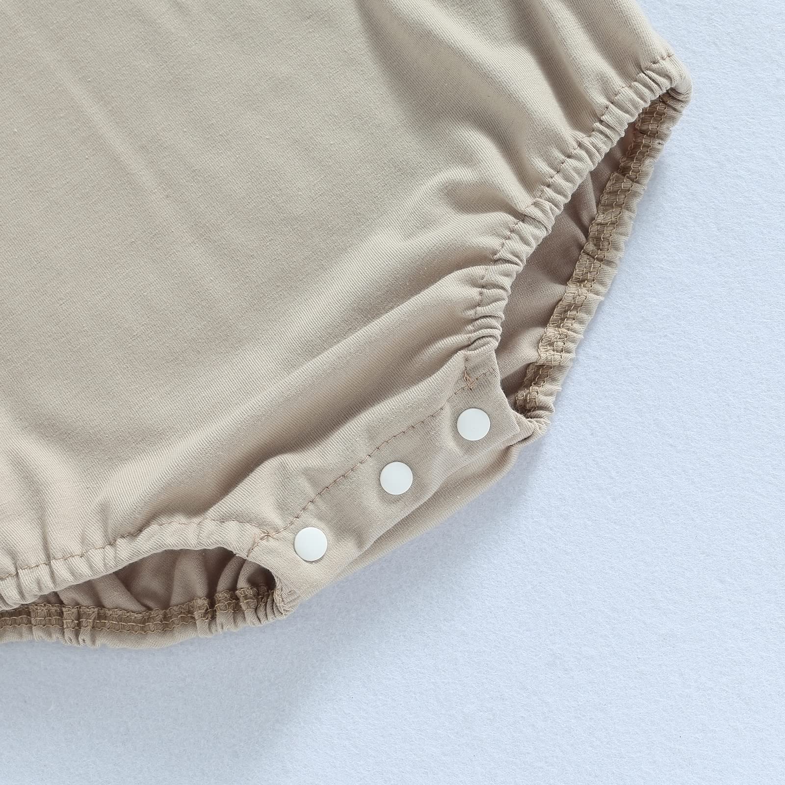 Hoanselay Newborn Infant Baby Boy Girl Basic Plain Pocket Long Sleeve Romper Bodysuit Tops Solid Fall Winter Outfit Clothes (A-Khaki long, 18-24 Months)