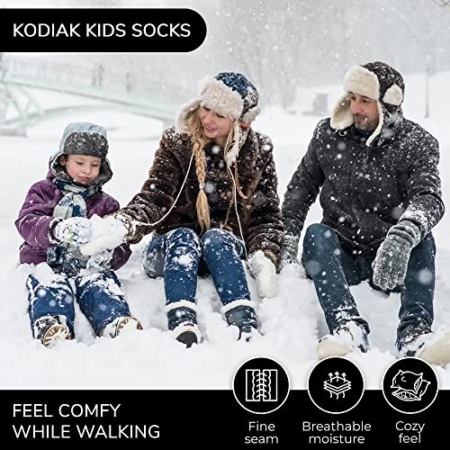 Kodiak Kid's Heritage Stripe Classic Hiking Boot Camp Sock, 4 Pairs, Red Stripe, Size 7-9