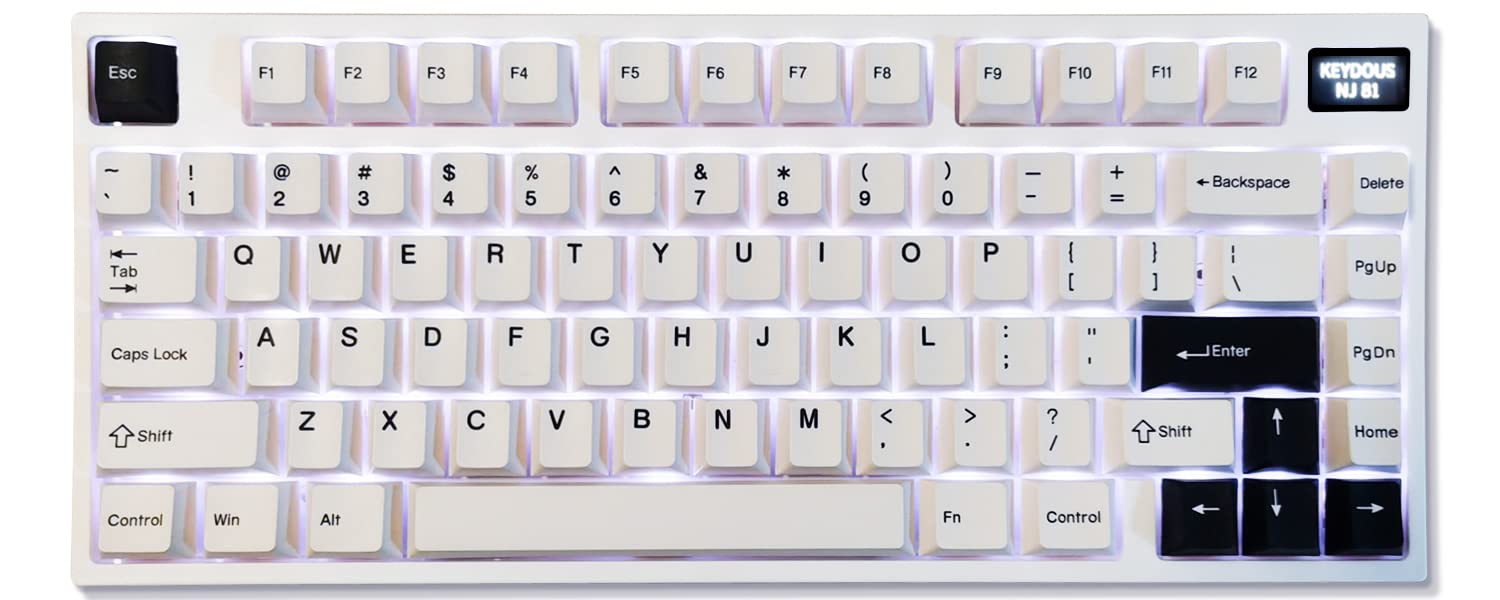 keydous NJ81 Wireless Mechanical Keyboard with Customizable Screen Bluetooth/2.4G/Wired 75% Hot-swappable Gaming Keyboard with RGB PBT Keycap for Win Mac