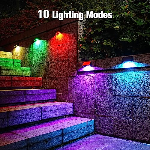VOLISUN Solar Fence Lights 12 Pack, Warm White & RGB, LED Fence Lights Solar Powered, Fence Solar Light Outdoor Waterproof IP65, Solar Deck Light Decor for Backyard Fence Post Patio Wall Garden
