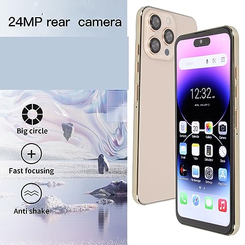 Yunseity Unlocked Smartphone I14promax, 6.6 Inch FHD Screen 2.4G 5G Dual Band WiFi Cellphone for Android13, 8GB RAM 256GB ROM, 8MP 24MP Cameras, MT6735 10 Core CPU, with Earbuds (US Plug)
