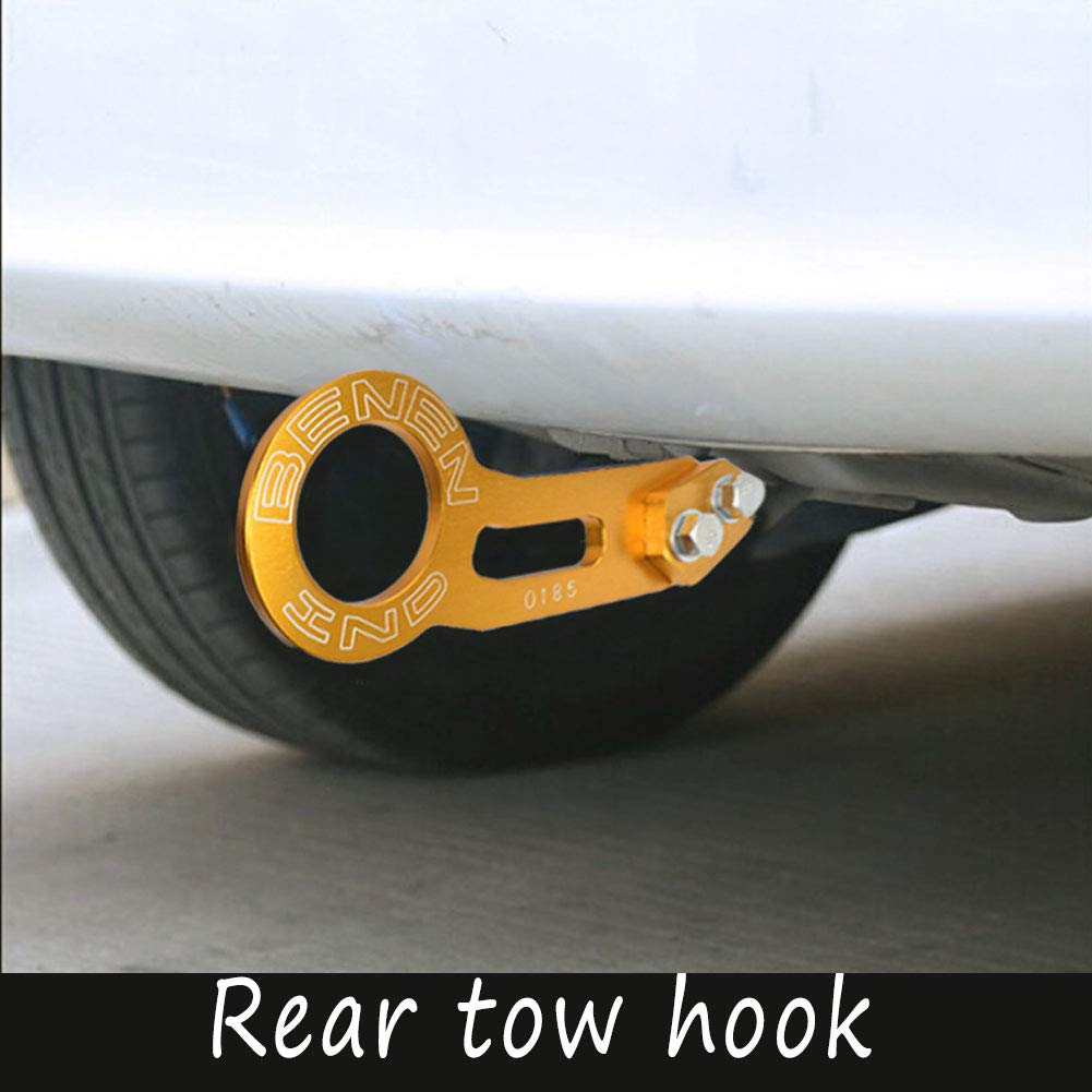 HENGSHENG Rear Tow Towing Hook for Universal Car Auto Trailer Ring Aluminum Racing Trailer Hook-Golden