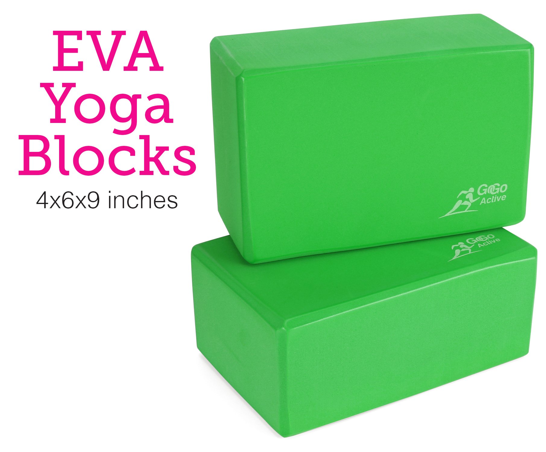Go Go Active Yoga Accessories Set - Includes 2 Yoga Blocks, 1 Microfiber Non Slip Mat Towel 72X24, 1 Microfiber Hand Towel 24X15, 1 Yoga Strap, 1 Pair of Yoga Socks (Green)