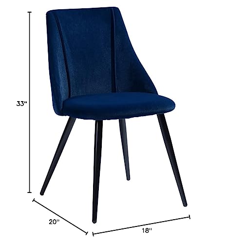 FurnitureR Dining Chairs Set of 2 Modern Upholstered Accent Chairs with Soft Seat/Metal Legs Kitchen Side Chairs for Kitchen Dining Room Waiting Reception Room, Velvet, Blue