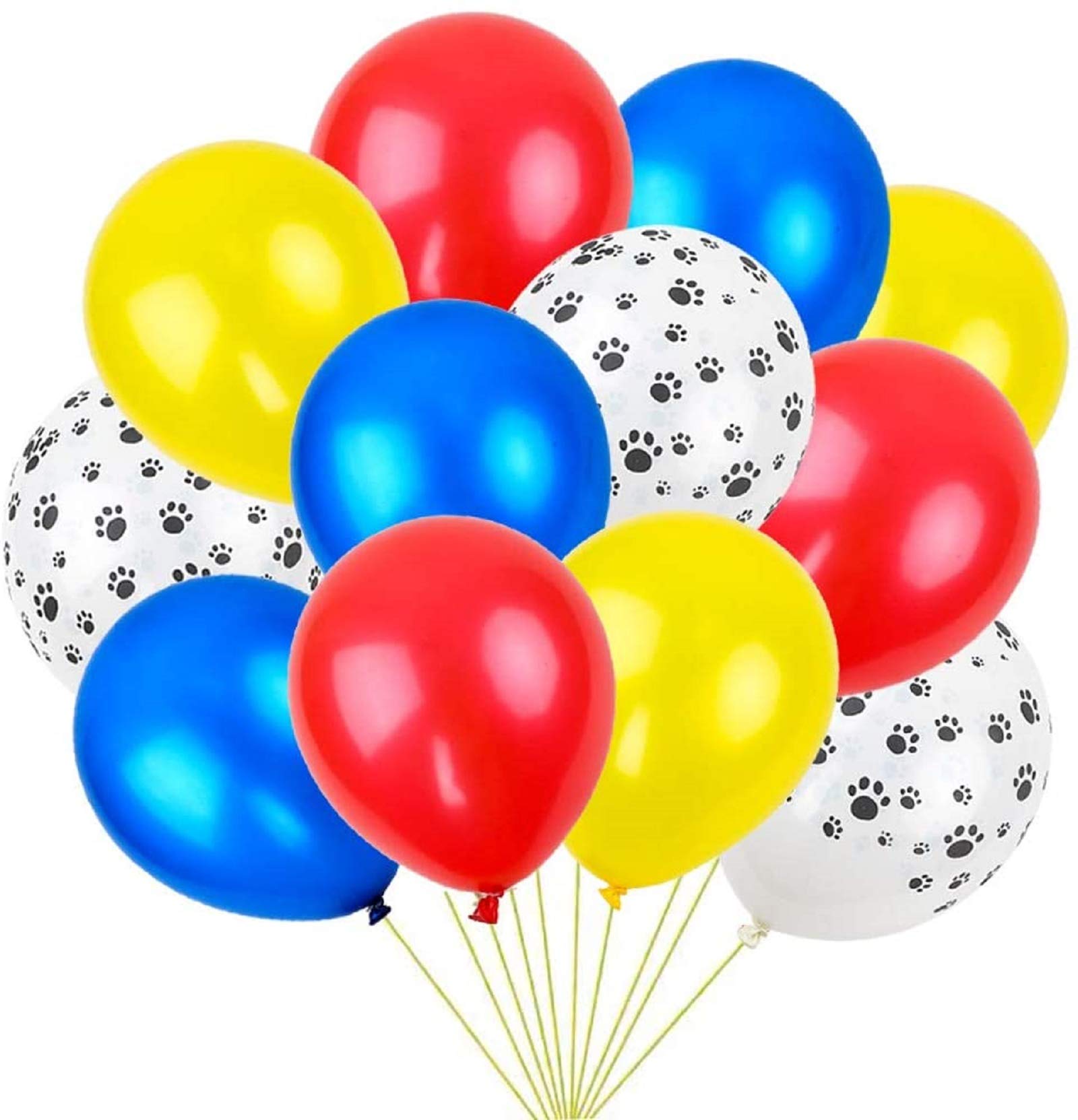 Holicolor 100pcs Paw Patrol Balloons Colorful Latex 12inches with Dog Paw Print Balloons for Birthday Paw Patrol Theme Decorations