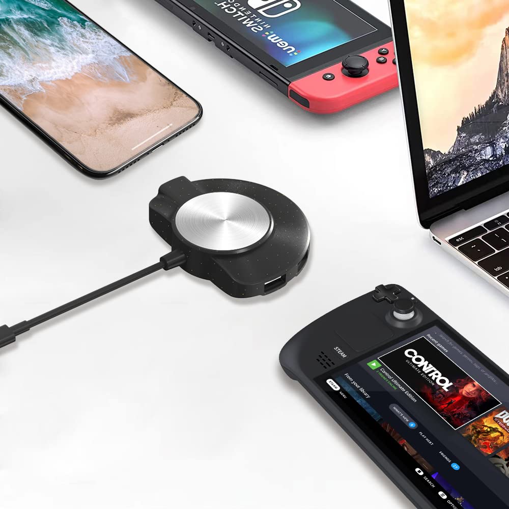 JDDWIN Portable Dock with Ethernet Port for Steam Deck/Nintendo Switch/Nintendo Switch OLED,Portable TV Ethernet LAN Adapter for Steam Deck/Nintendo Switch/OLED with 2*USB,USB C Power.