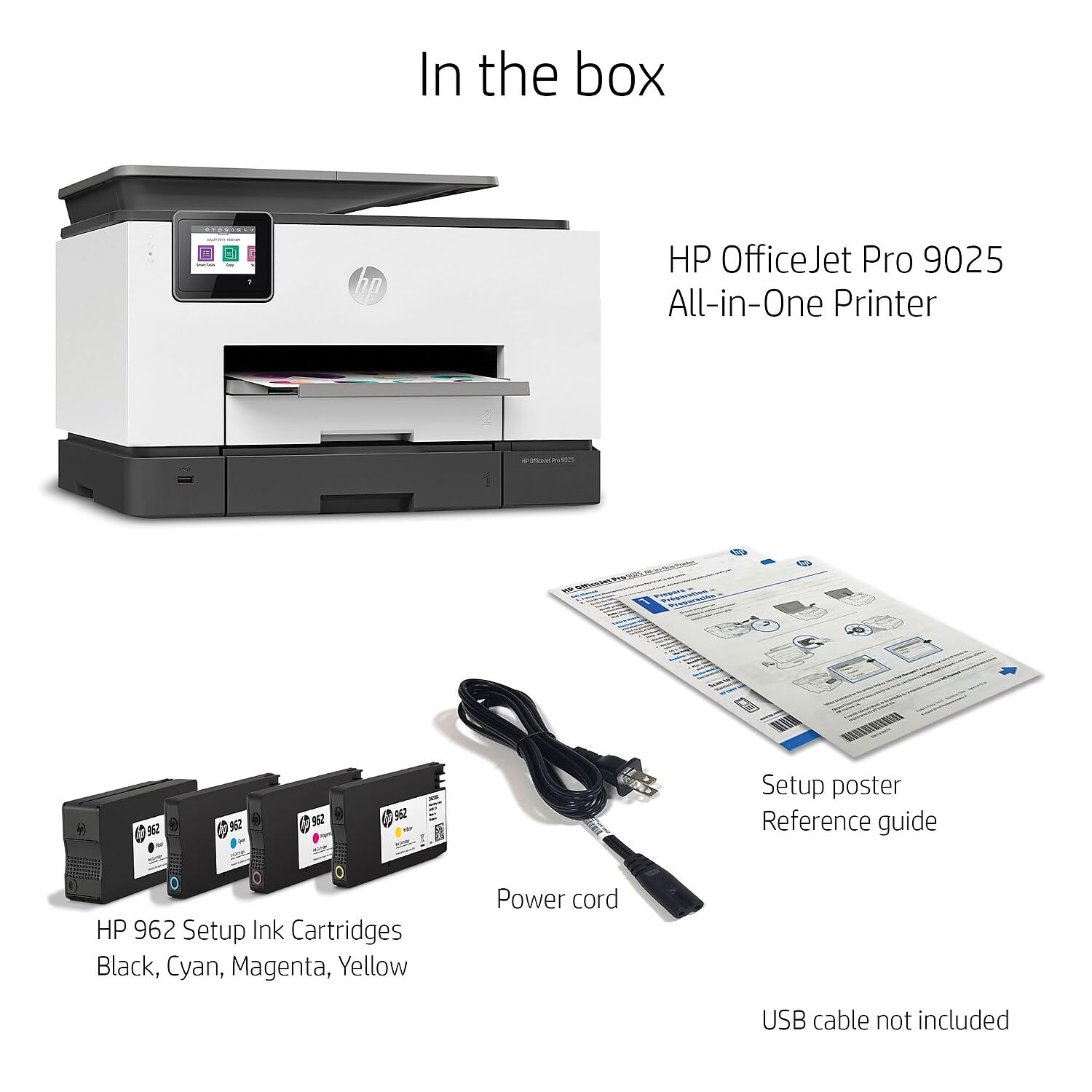 HP OfficeJet Pro 9025 All-in-One Wireless Color Printer, Single-pass (Automatic) Document Feeder & Two Paper Trays, Smart Home Office Productivity, Instant Ink, Works with Alexa (1MR66A)