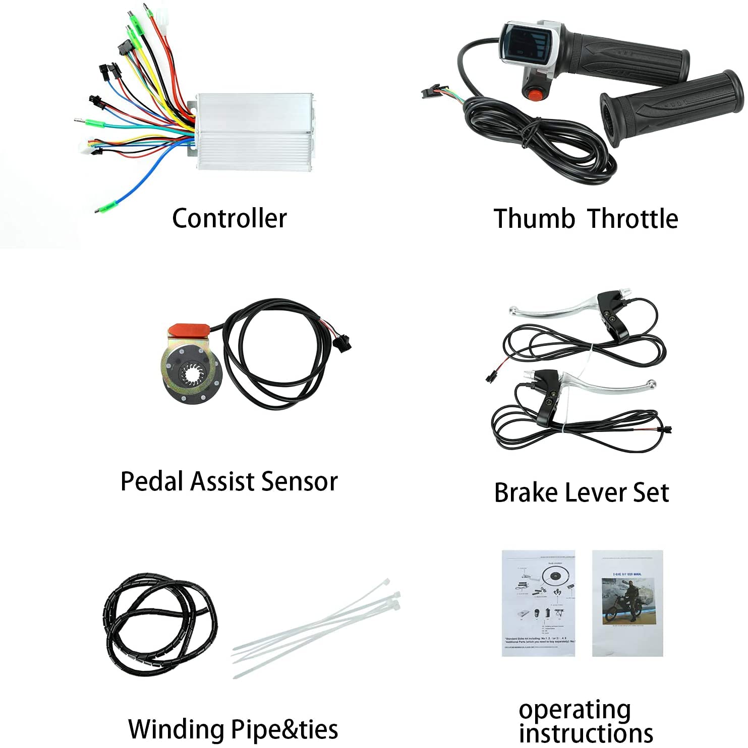 JauoPay Electric Bicycle Conversion Kit, 36V 500W EBike Brushless Gearless Hub Motor, 22.4" Front Wheel Fat Tire Frame for 26" x 4"~4.25" Tire, Dual Mode Controller