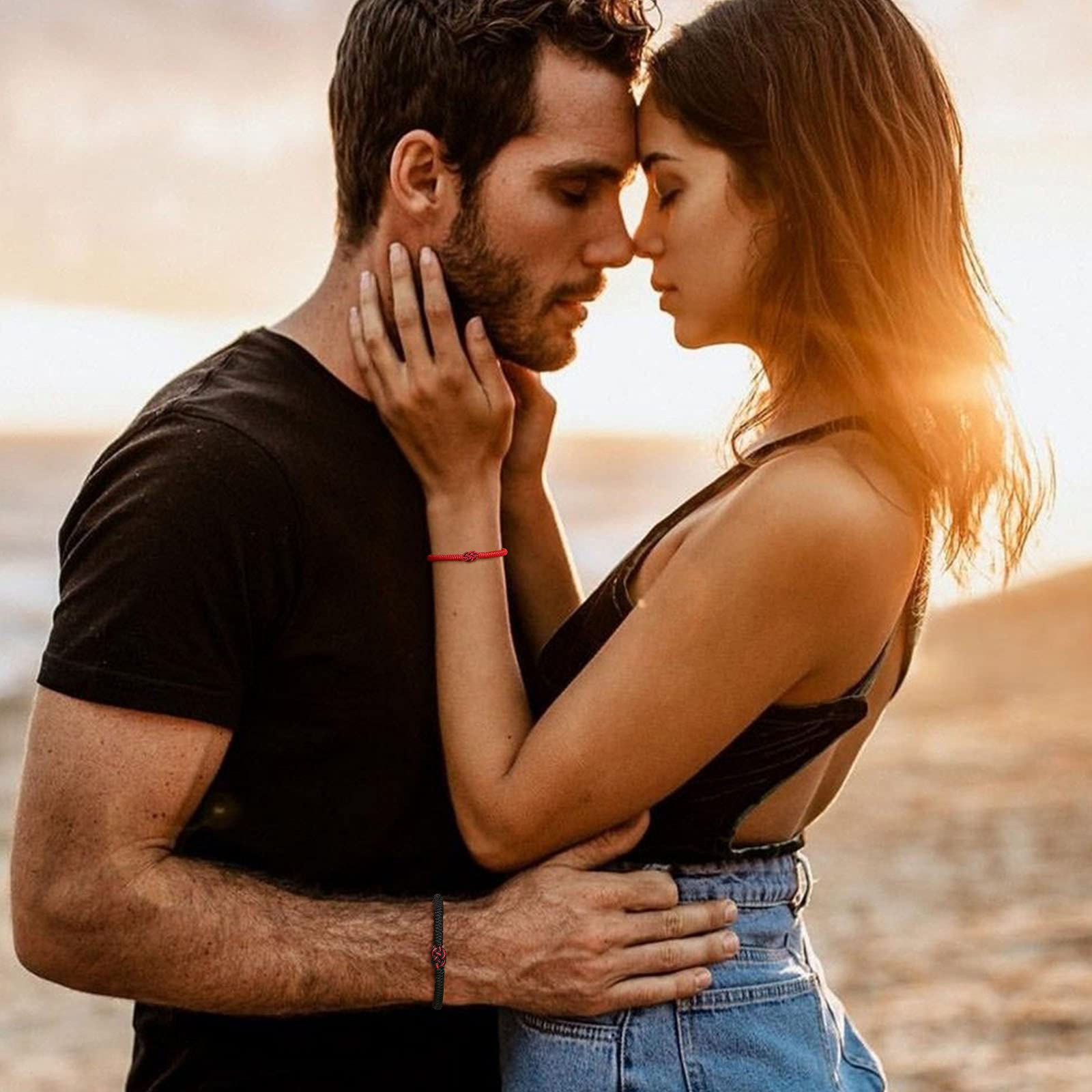 MPRAINBOW Personalized Braided Couples Bracelet:Custom Name Promise Words Engraved Bracelets Attraction Relationship Bracelets for Him and Her (Luck Love Knot)