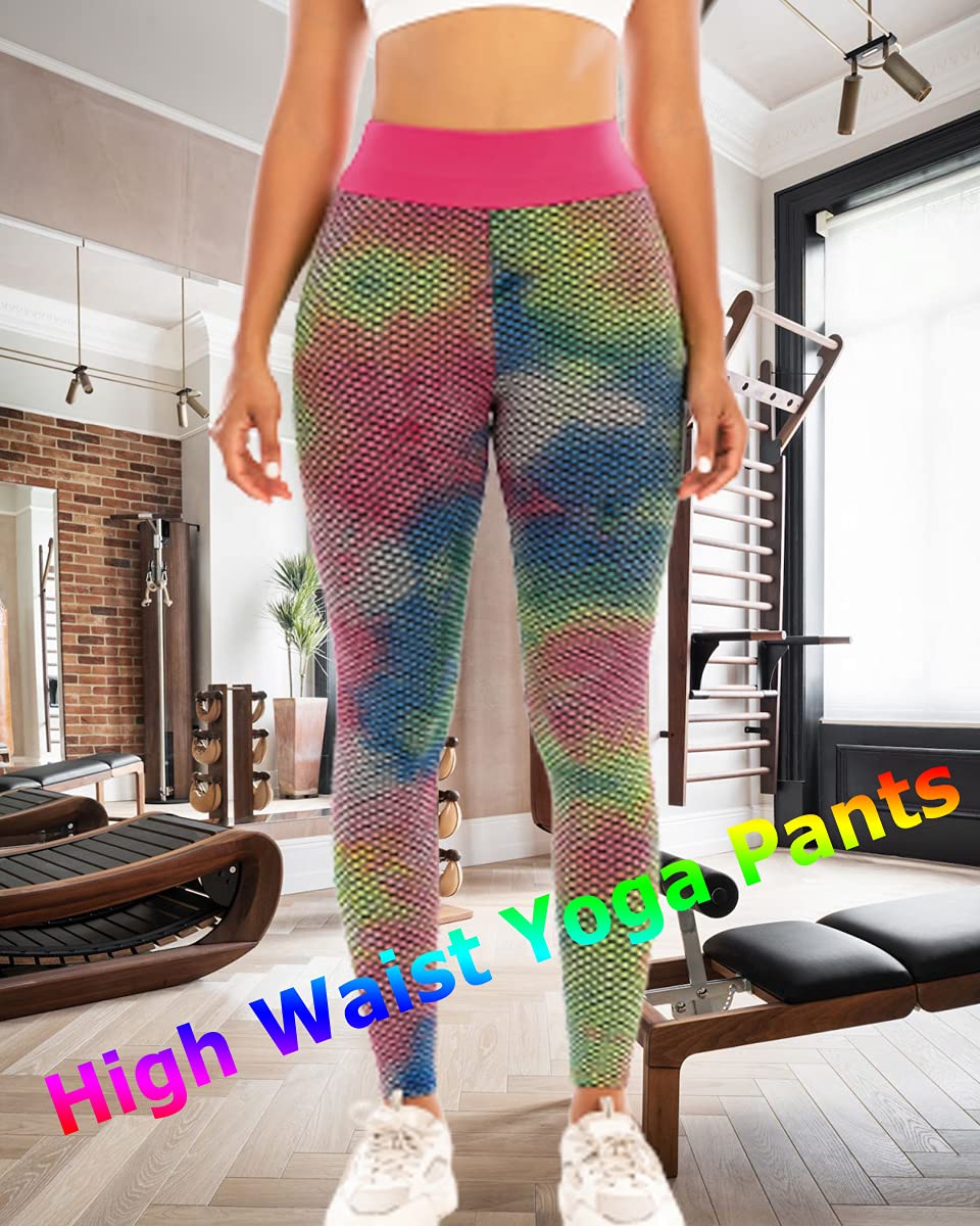 HOMETA Butt Lifting Leggings for Women Tie Dye Workout High Waisted Yoga Pants Scrunch Booty Leggings Tights