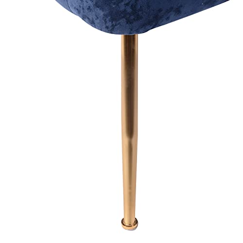 FurnitureR Velvet Living Room Chair Upholstered with Soft High Wing Back Leisure Reading Seat with Armrest for Corner Apartment, Dark Blue