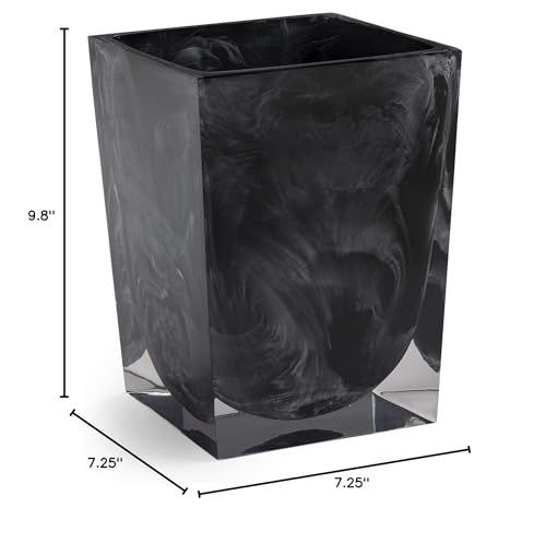 TurkishTowels Bologna Black Waste Basket, Garbage Container Bin for Bathrooms, Trash Can, Decorative Waste Baskets