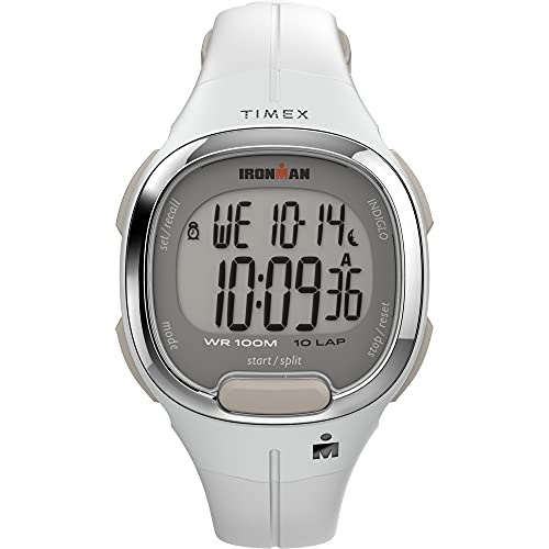 TIMEX Women's IRONMAN Transit 33mm Resin Strap Watch â White/Chrome tone- White resin strap