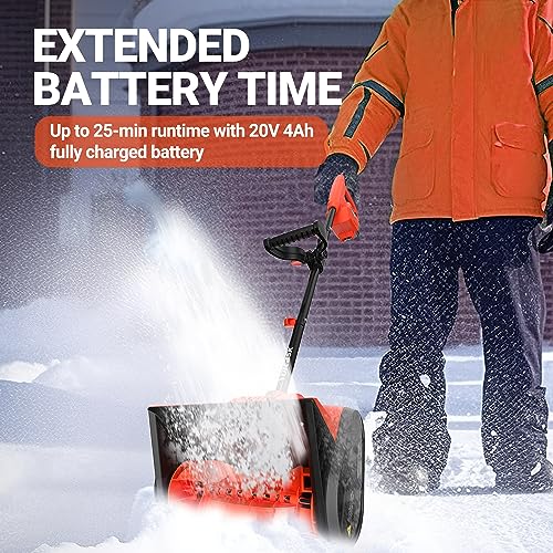VOLTASK Cordless Snow Shovel, 20V | 12-Inch | 4-Ah Cordless Snow Blower, Battery Snow Blower with Battery Compartment Cover & Adjustable Front Handle (4-Ah Battery & Quick Charger Included), SS-20D