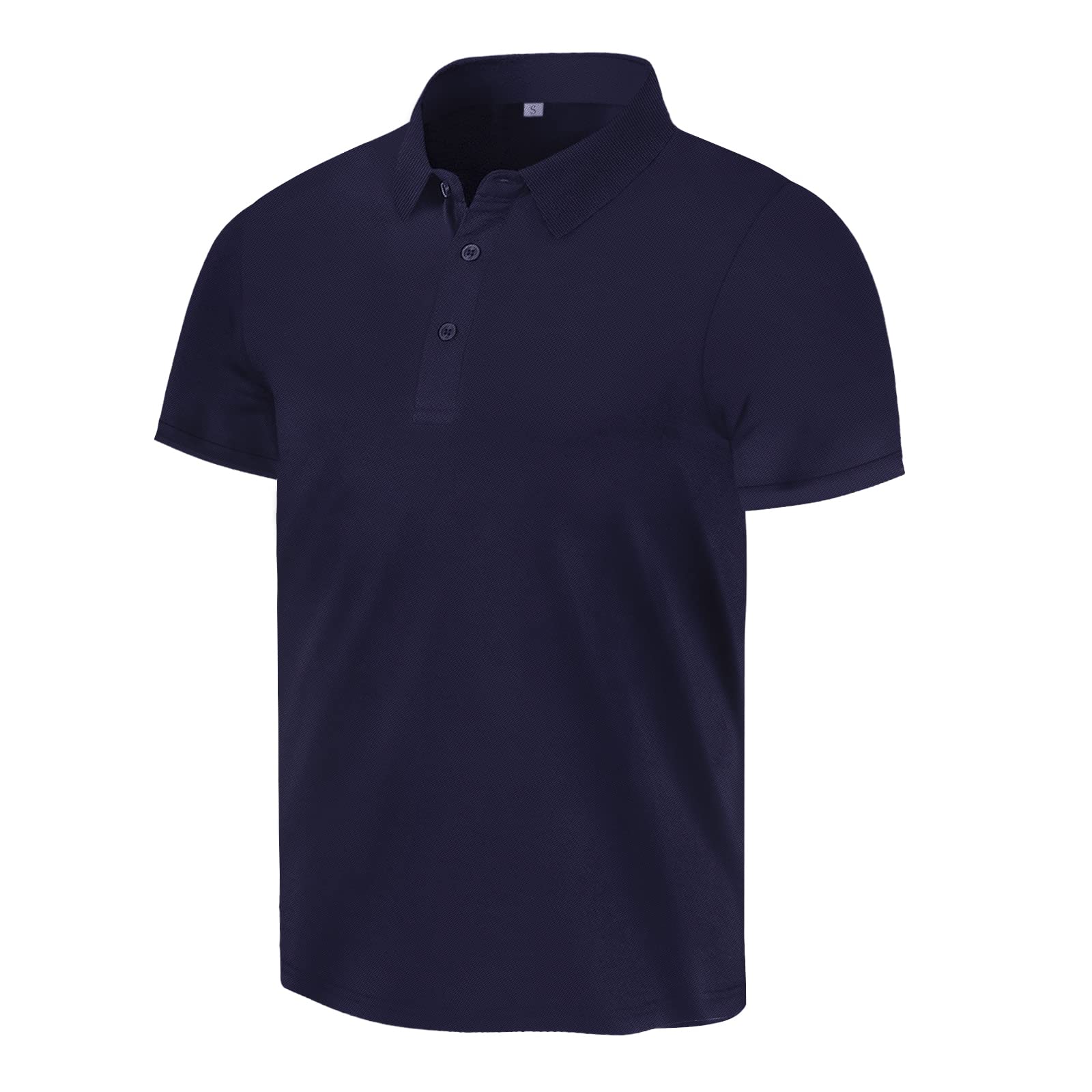 Hudugty Mens Polo Shirts Short Sleeve Regular Fit Cotton Pique Polo Shirt Moisture Wicking Golf Shirt Navy Medium