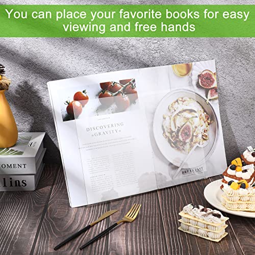 Sintuff 2 Pieces Acrylic Cookbook Holder Stand Clear Cookbook Holder for Kitchen Counter Transparent Recipe Book Stand Easy Viewing Tablet Holder, Fit for Cooking Baking Reading Displaying
