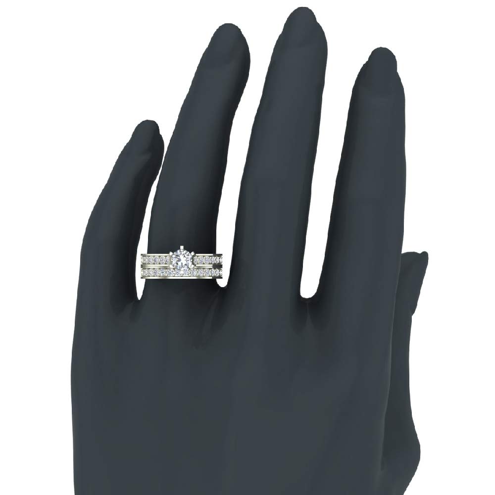 Glitz Design Classic Channel Engagement Ring Set Sparkling Diamond Wedding Set 1.10 ctw 14K Gold (J, I1) RS 4.5