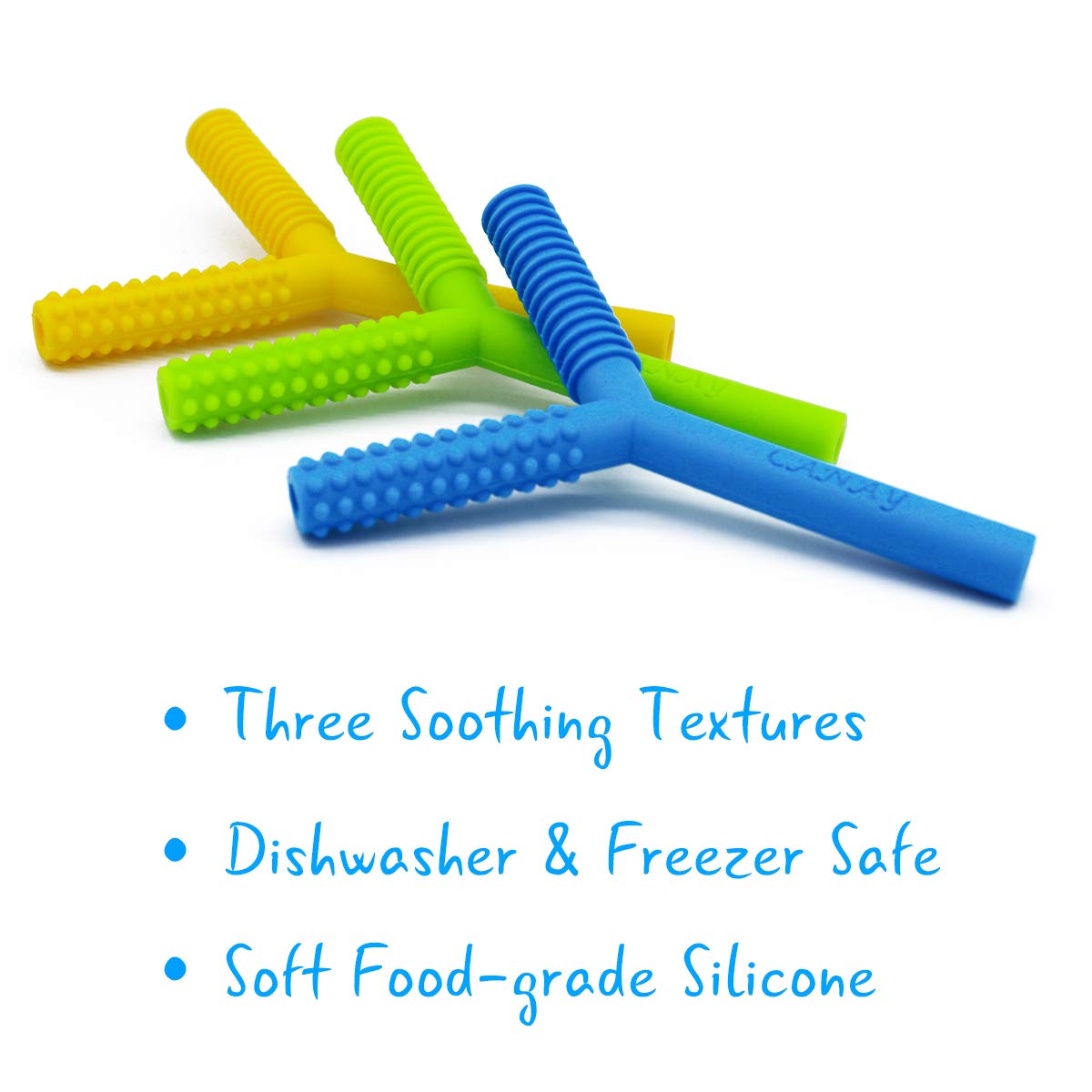 Hollow Teething Tubes – Y Baby Teethers – Teething Toys for Babies 0+ Months - BPA Free/Freezer Safe/Dishwasher Safe