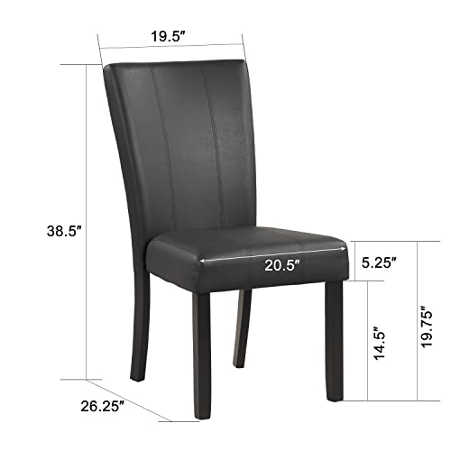 YUNLife 7-Piece Kitchen Dining 6, Faux Marble Rectangular Table with PU-Leather Chairs & 2 Drawers for Living Room, Breakfast Nook, Dinette Furniture Sets, Black59.7βx34.5βx30β
