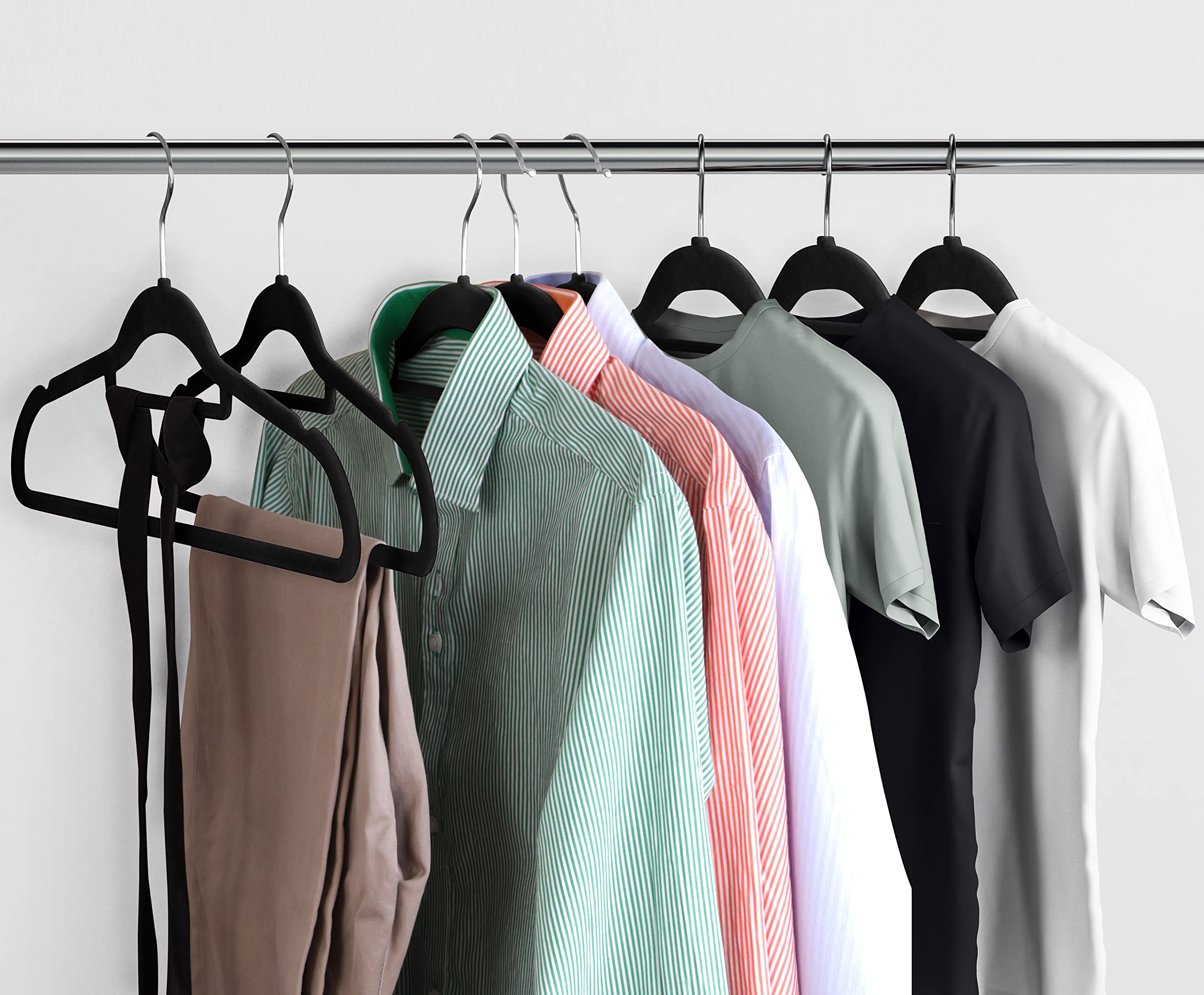 Utopia Home Premium Velvet Hangers 50 Pack - Non-Slip Clothes Hangers with Tie Bar - Black Hangers - Standard Hangers with 360 Degree Rotatable Hook - Heavy Duty Coat Hangers