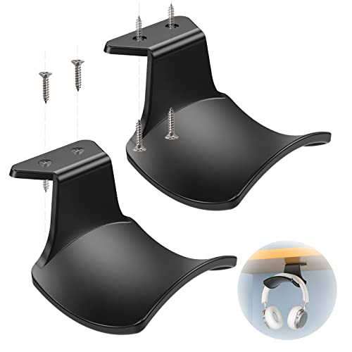 SIROLISA 2-Pack Never Fall Headphone Hooks Hanger Wall Mount, Headset Holder Stand for Universal Gaming Headset Airpods Max Sony Bose Beats, Strong Adhesive by Screws