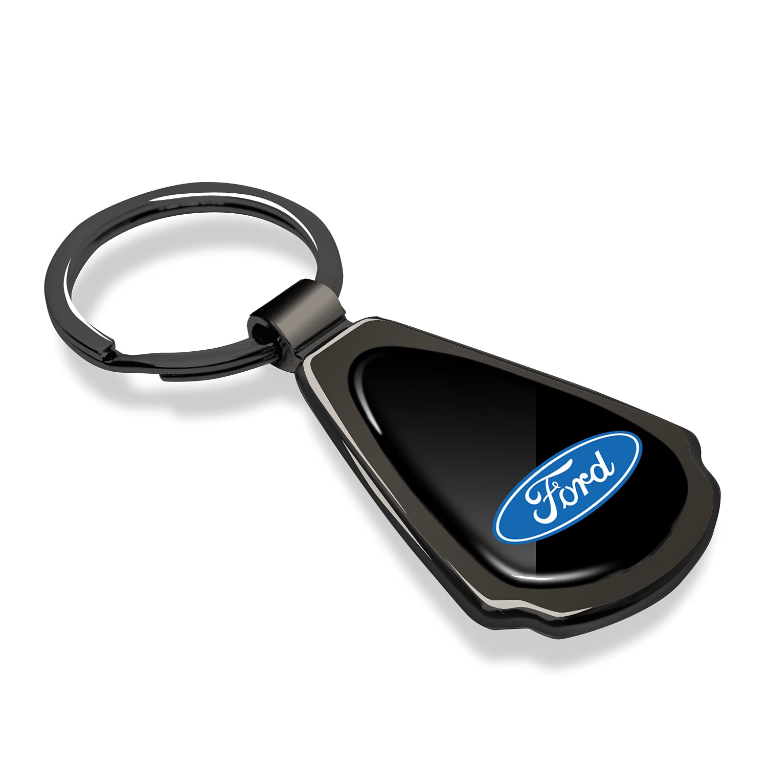iPick Image for Ford Logo Black Dome Dark Gunmetal Metal Teardrop Premium Key Chain Keychain, Official Licensed