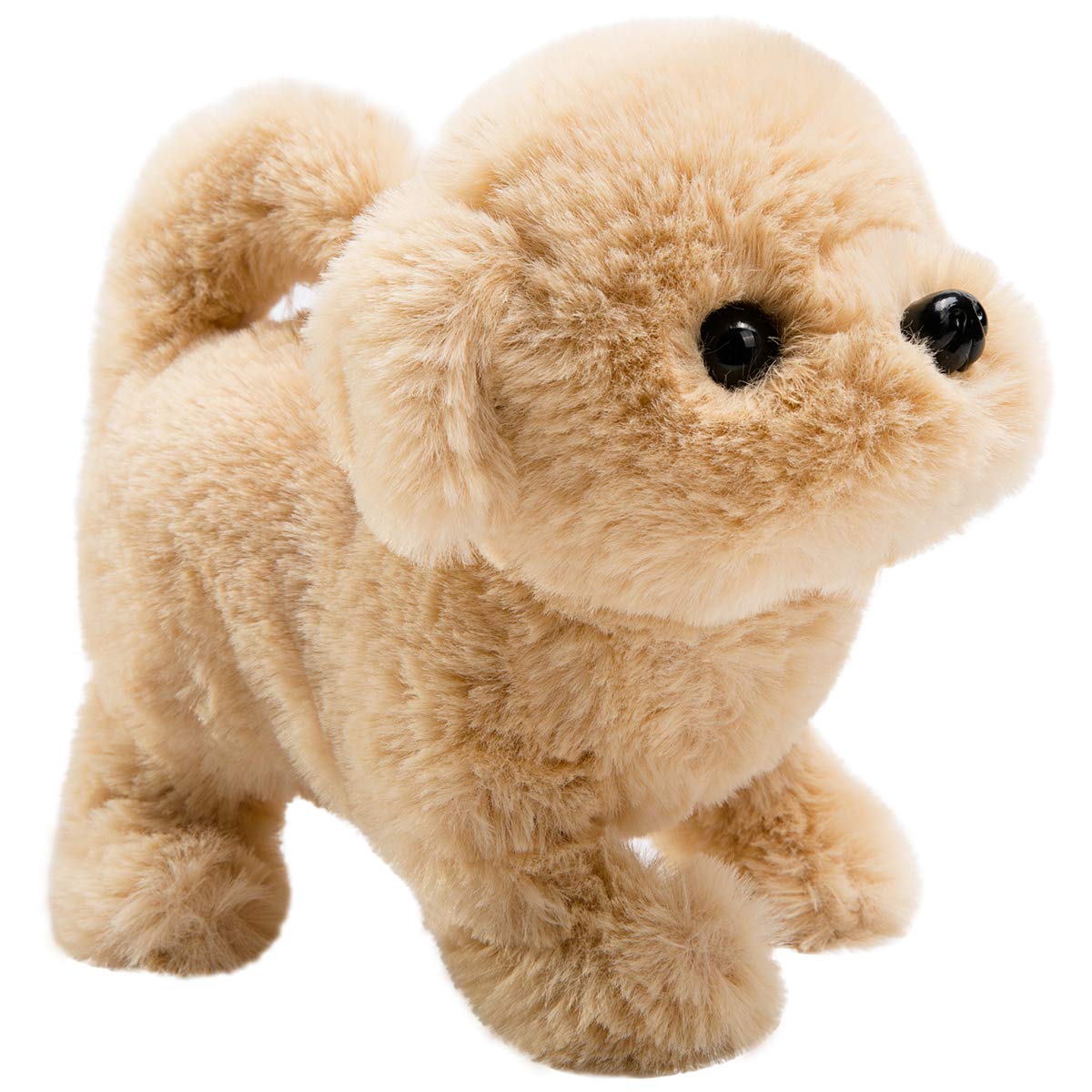 HollyHOME Plush Golden Retriever Electronic Interactive Toy Walking,Barking,Wagging Tail,Stretching Puppy Dog 7 Inches Gifts for Kids