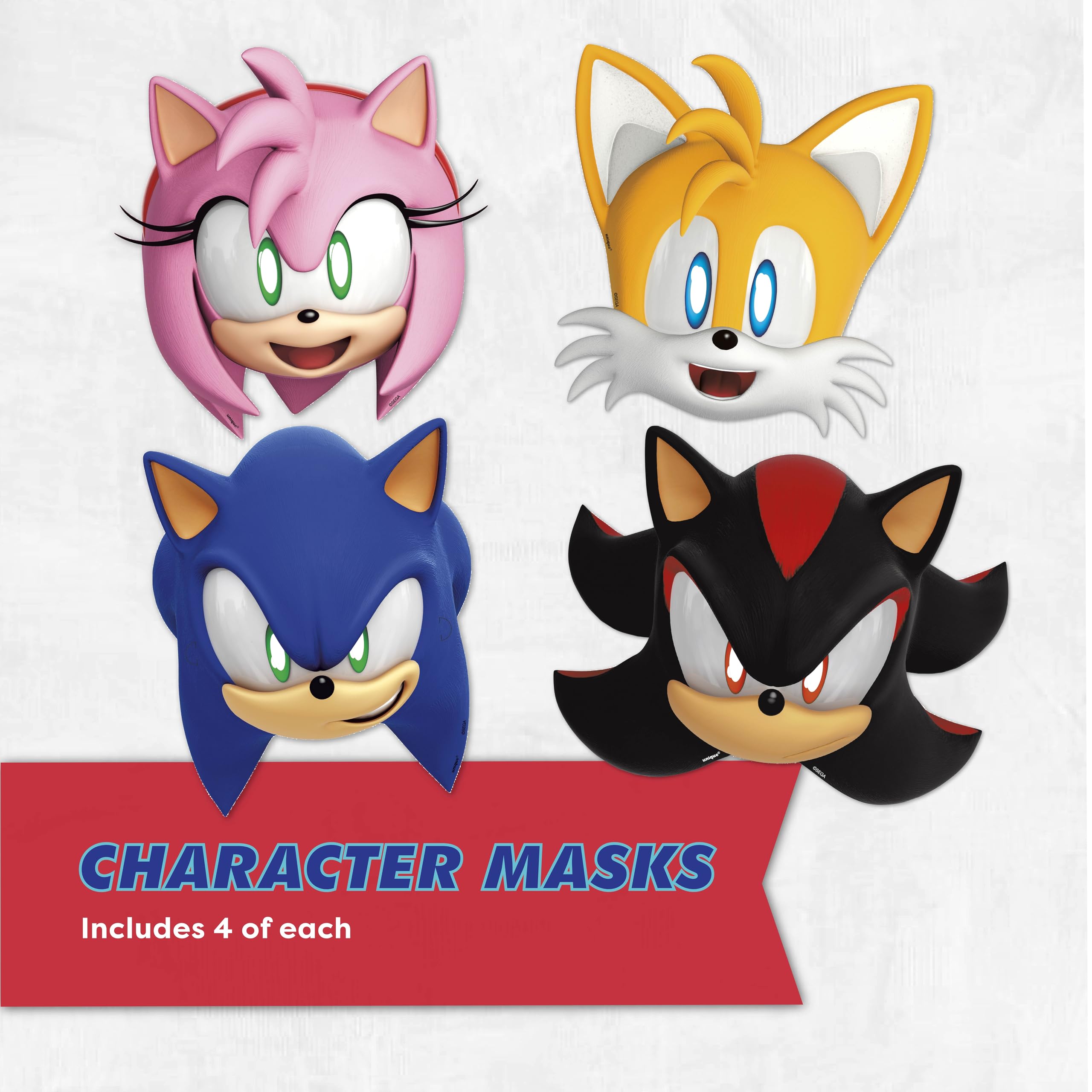 Sonic Birthday Party Decorations for 16 | Banner, Sonic Tablecloth, Sonic Plates and Napkins, Masks, Sticker | Sonic Party Decorations | Officially Licensed