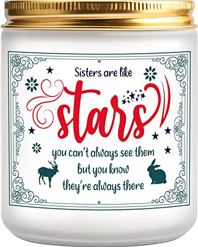 Sisters Gifts from Sister, Funny Lavender Scented Candle Gifts for Sister, Christmas, Mother's Day, Birthday Gifts for Sister from Sister, Brother, Sisters are Like Stars Candle Gift
