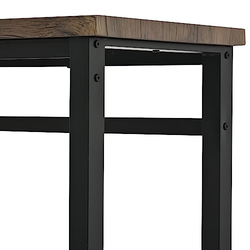 Goozio Chairs 4-Piece Industrial Counter Height Dining Set, 60'' Extra Long Kitchen Pub Table with 3 Bar Stools for Room Bistro,Brown+Black, OneSize