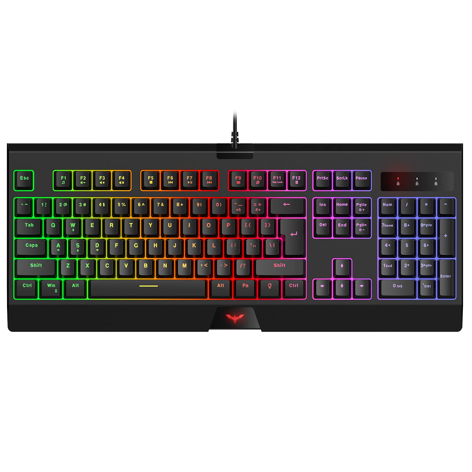 havit Rainbow Backlit Wired Gaming Keyboard 104 Keys Gaming Keyboards LED USB Ergonomic Keyboard for PC Windows Gamers