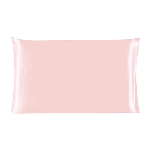 uxcell 100% Charmeuse Pure Silk Pillowcase Pillow Case Cover for Hair & Skin 350TC 19 Momme (1-Piece) Pink Travel(14x20inch)